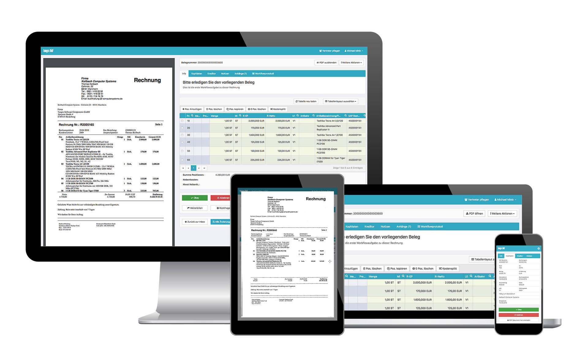 Automatisierte Rechnungseingangsverarbeitung mit tangro